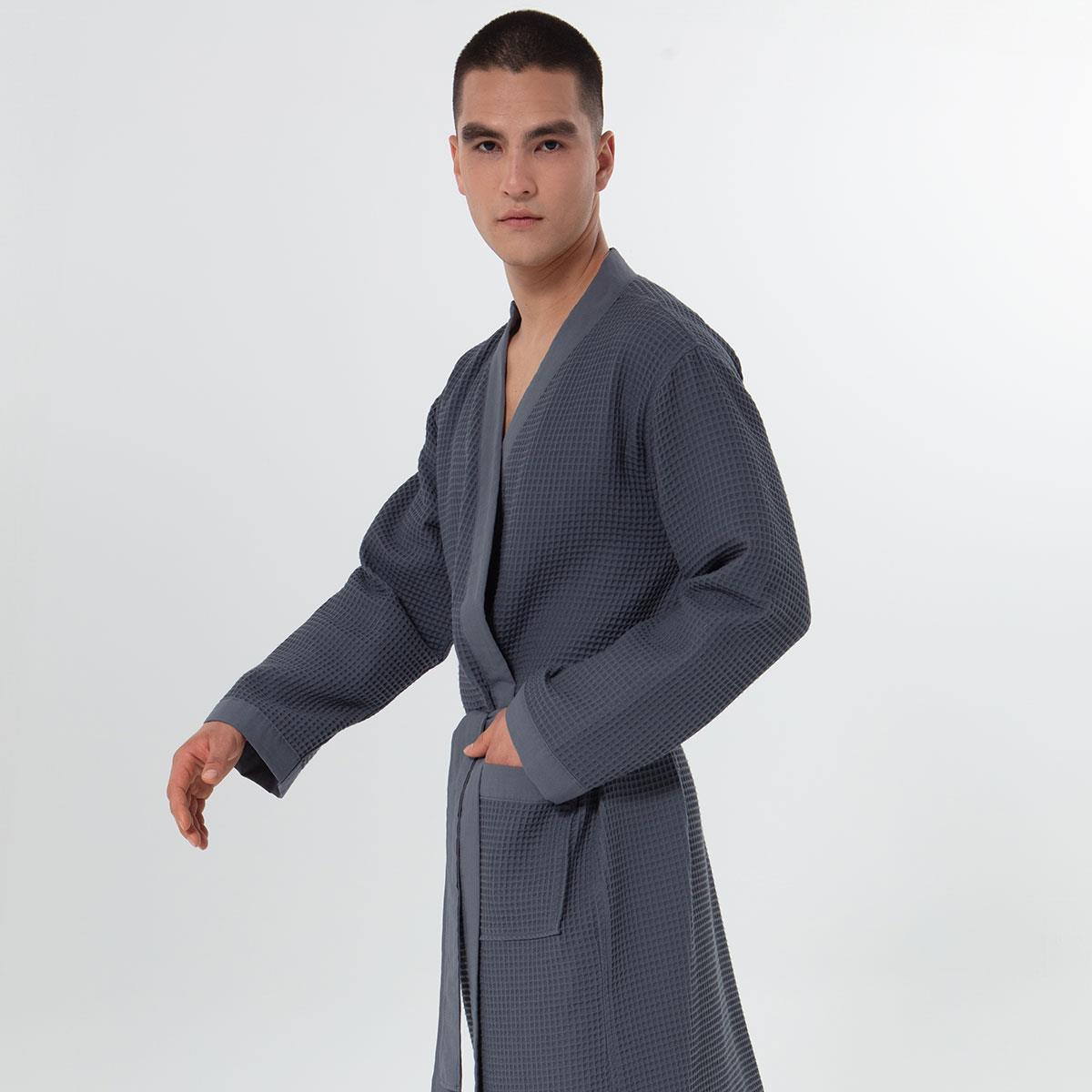 Men’s Green Lightweight Kimono Waffle Spa Robe | SEYANTE