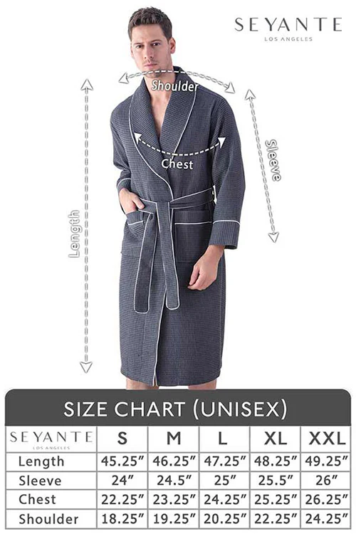 Men's Charcoal Luxury Waffle Hotel Robe | SEYANTE