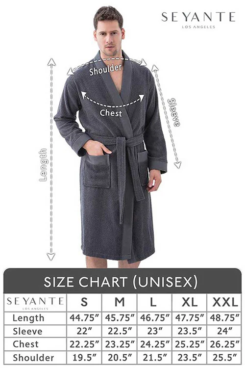 Men's Charcoal Organic Turkish Terry Cloth Kimono Bathrobe | SEYANTE