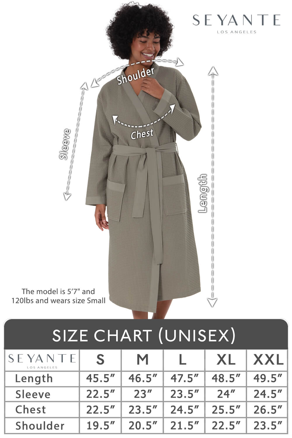 Women’s Blue Gray Lightweight Kimono Waffle Spa Robe